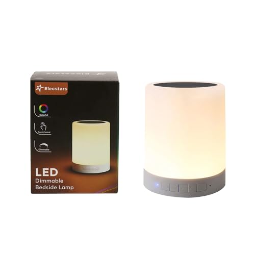 Elecstars Touch Bedside Lamp - with Bluetooth Speaker, Dimmable Color Night Light, Outdoor Table Lamp with Smart Touch Control, Best Gift for Men Women Teens Kids Children Sleeping Aid
