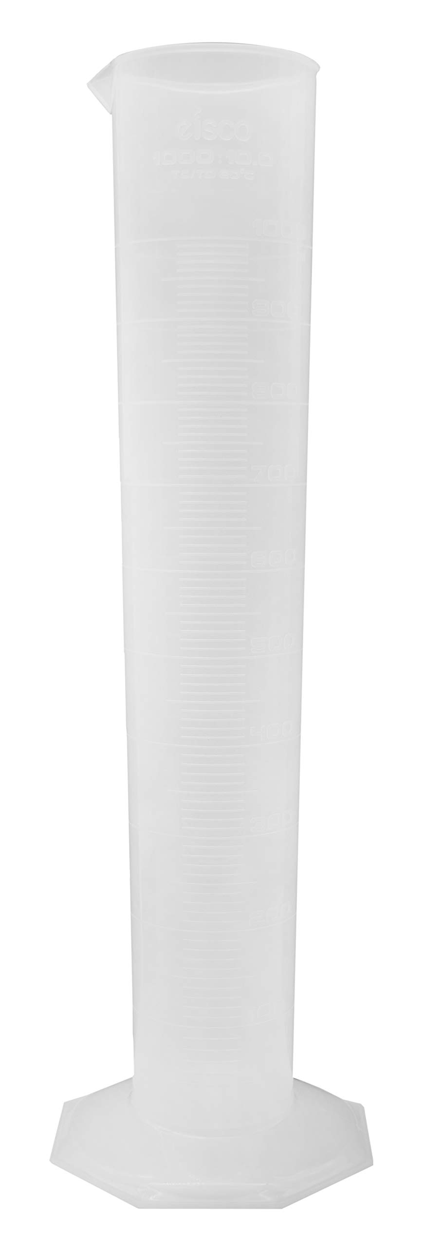 EISCO 7PC Graduated Cylinder Set - Class B - 10ml, 25ml, 50ml, 100ml, 250ml, 500ml & 1000ml - Polypropylene Plastic, Octagonal Base, Moulded Graduations - Industrial Quality, Autoclavable