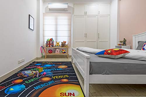 Furnish my Place 761 Solar System HD 4'4"x6'9" Area Rug Solar System for Playroom | Bedroom & Classroom | Washable Floor Mat | Contemporary Design | Multicolor