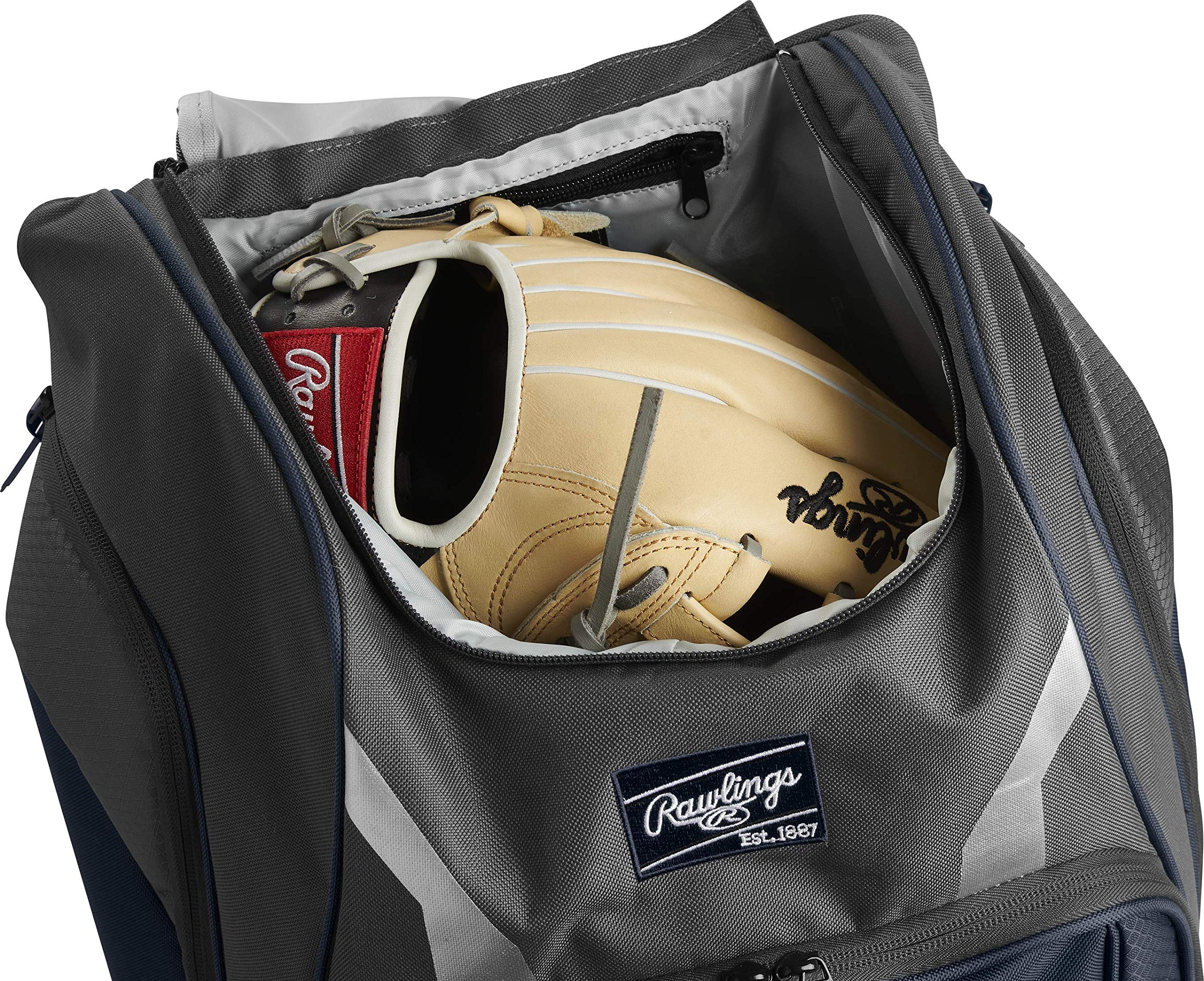 Rawlings | LEGION Backpack Equipment Bag | Baseball & Softball | Navy/Grey