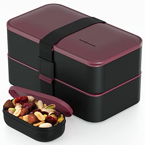 Premium Bento Lunch Box in 8 Modern Colors-MULTIPACK, 2x2 Leak-proof Compartments, Includes Sauce Container, Divider, Cutlery & Chopsticks, 40oz Japanese Bento Box for Adults & Kids, Microwave-safe