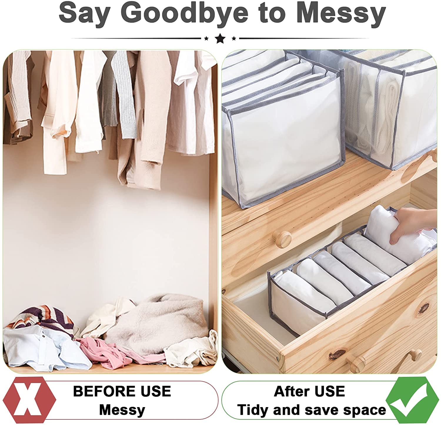 Wardrobe Clothes Organizer,Washable Clothes Organizer for Folded Clothes, Mesh Clothes Storage Organizer for Leggings, Skirts, T-shirts, Jeans, Scarves(9 grids for T-shirt)
