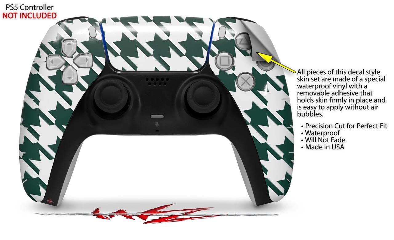 WraptorSkinz Skin Wrap compatible with Sony PS5 DualSense Controller Houndstooth Hunter Green (CONTROLLER NOT INCLUDED)