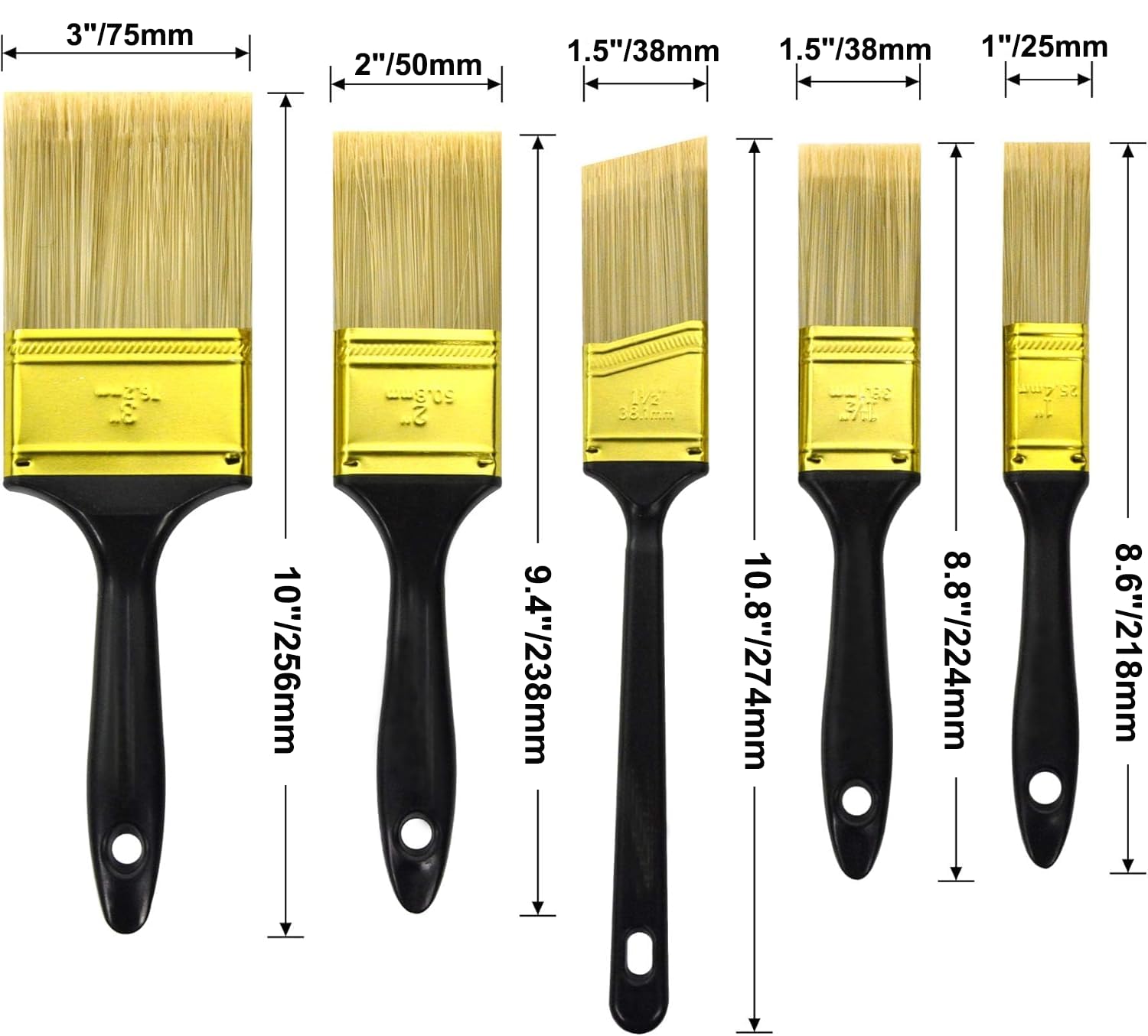 Great Andrew Paint Brushes, 30 PCS Great Value Multi use(3" 2" 1.5" 1" Flat &1.5" Angled) Paint Brush Pack, Paint Brushes Set for Home Furniture Fences and Wall Trim