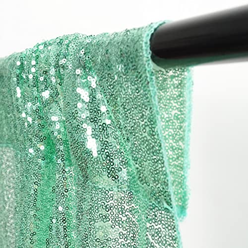 Green Sequin Backdrop Curtain, 2 Panels Mint Green Sequin Backdrop, 2FTx8FT Sequin Curtains for Party Wedding Sequence Backdrop