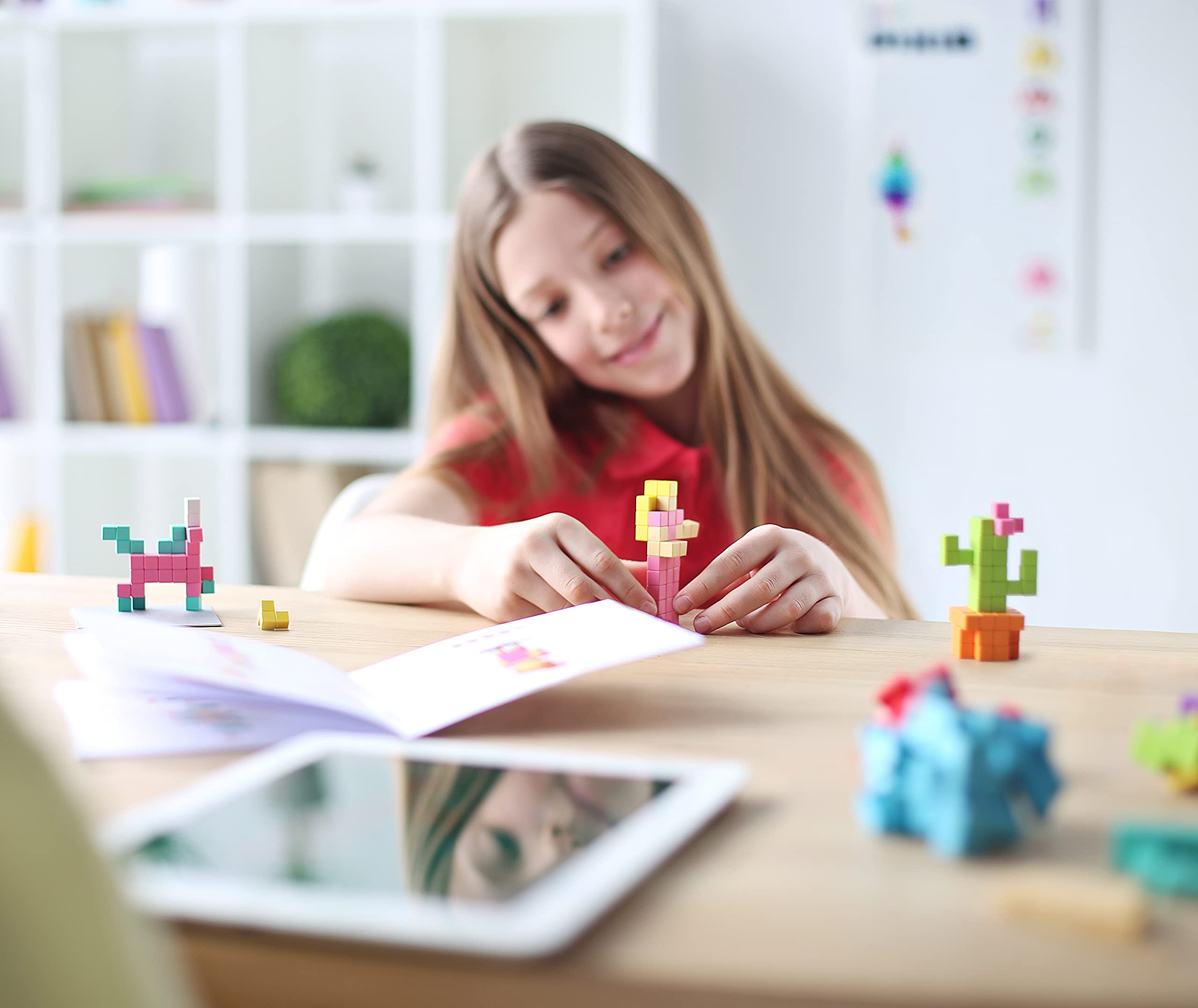 PIXIO Sweet - Tiny Magnetic Blocks Building Toy in The Pixel Art Style with Free App - 5/16" Plastic Cubes with 6 Magnets Inside - Open Ended Toy - Creativity Toy for Ages 6+ - 60pcs