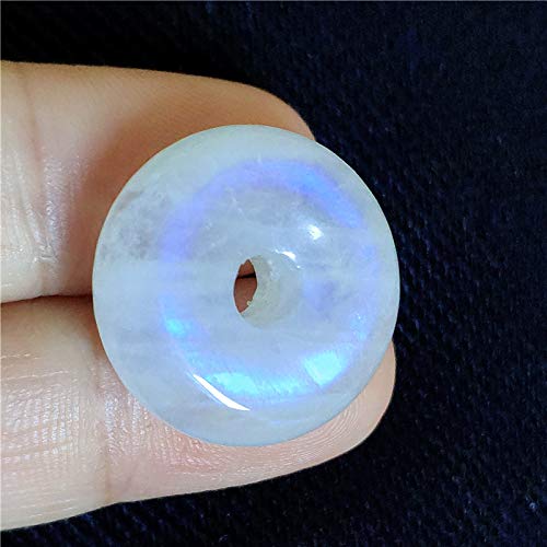 Birsppy Muko Gemstone Genuine Natural Blue Light Moonstone Crystal Round Donut Women Pendant 20x8mm AAAAA
