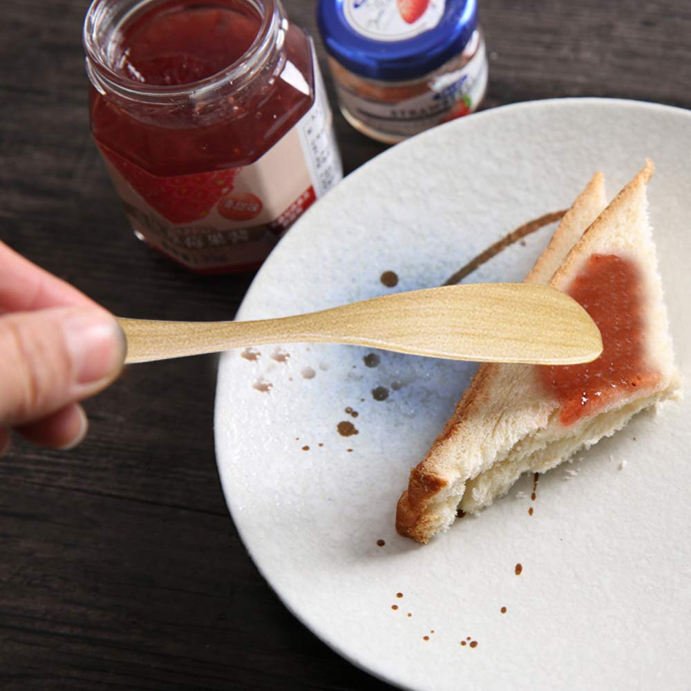DanziX 6 Pcs Cheese Knife Set, Wood Handle Stainless Steel Cheese Cutter Fork Spreader Slicer with 2 Pcs Wooden Butter Knife