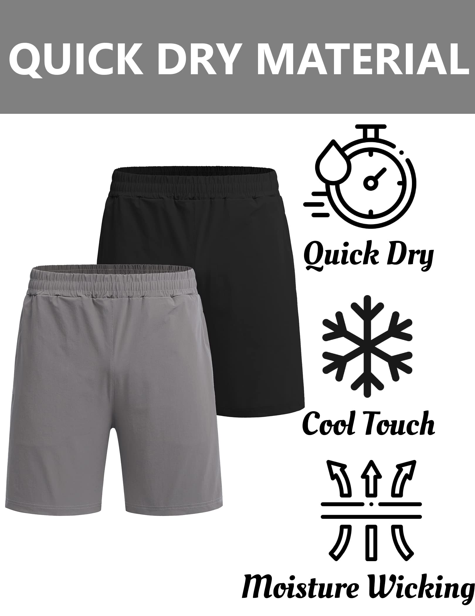 COOFANDY Mens 5 Inch Athletic Running Shorts 2 Pack Quick Dry Gym Workout Shorts Lightweight with Pockets Khaki/Light Grey, 2XL