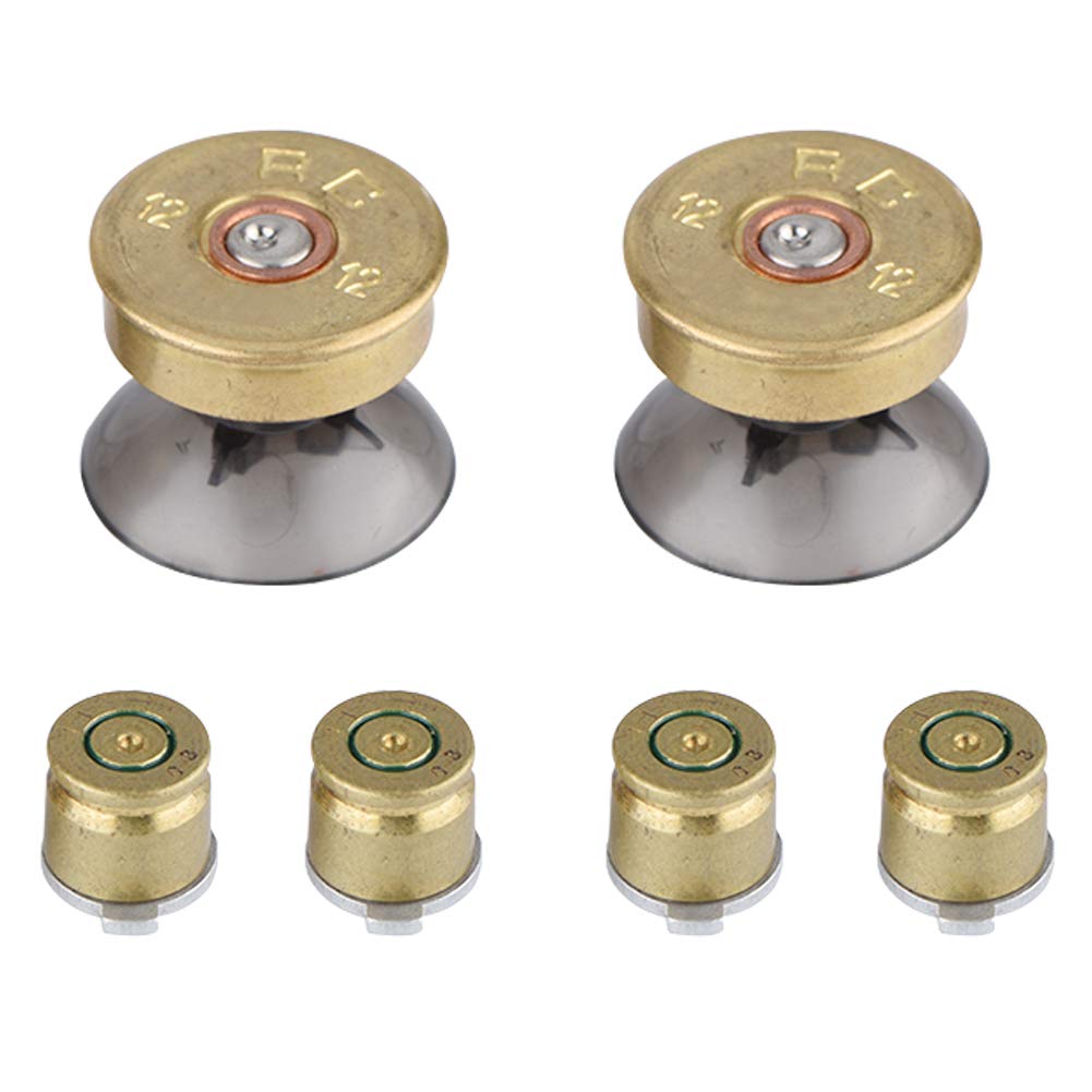 Salaty Bullet Thumbstick, Thumbstick Mod Kit Gold 6Pcs Bullet Buttons for PS4, Playstation 4 for Playstation 4 PS4 Controller Grip Replacement Parts