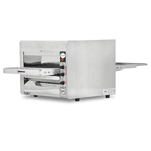 Omcan 11387 14 Inch Wide Conveyor Belt Adjustable Heat and Speed Stainless Steel Infrared Baking Commercial Kitchen Toaster Oven