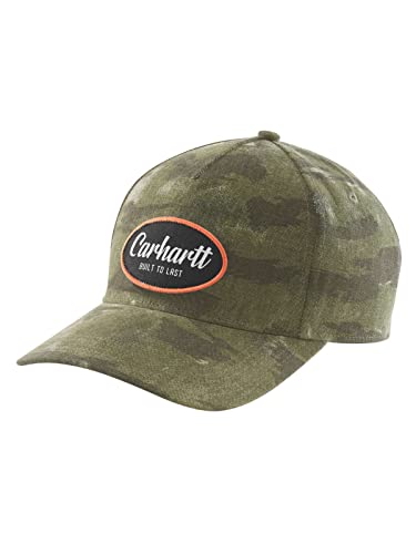 Carhartt mens Canvas Built to Last Camp Patch Baseball Cap, Basil Blind Fatigue Camo, One Size US