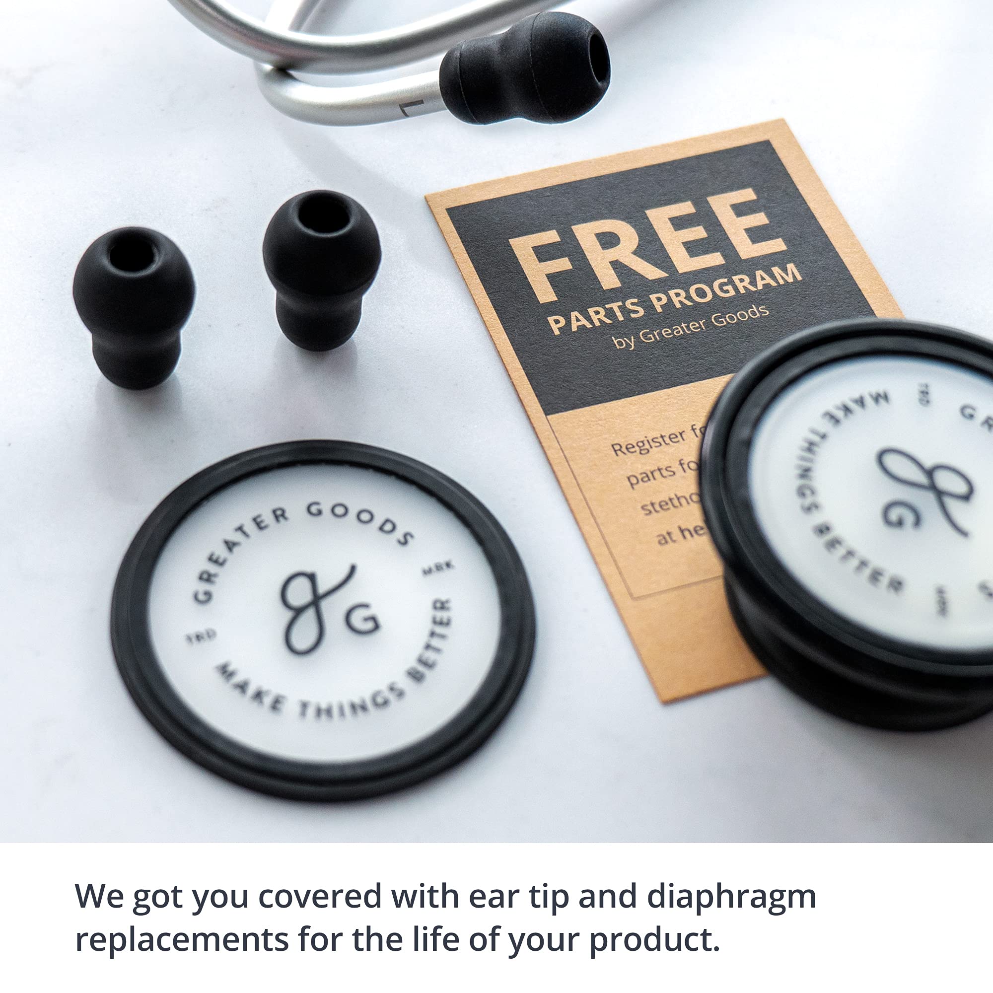 Greater Goods Dual-Head Stethoscope β Clinical Grade, Lightweight, High-Precision Sound, Ideal for Doctors, Nurses, Students, and Medical Professionals, FSA/HSA Eligible, Black w/Stainless Steel