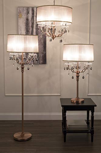 OK LIGHTING OK-5126F OK-5126f Rosie Crystal Floor Lamp Deer Antler Inspired, 18" x 18" x 62"