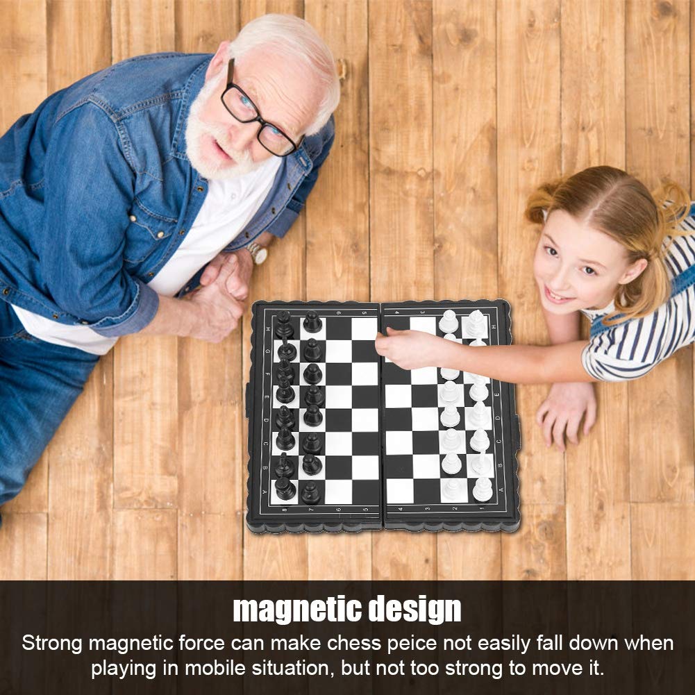 sjlerst Chess, Portable Chessboard Chess Board Game Magnetic Chess Set, for Party Family Activities