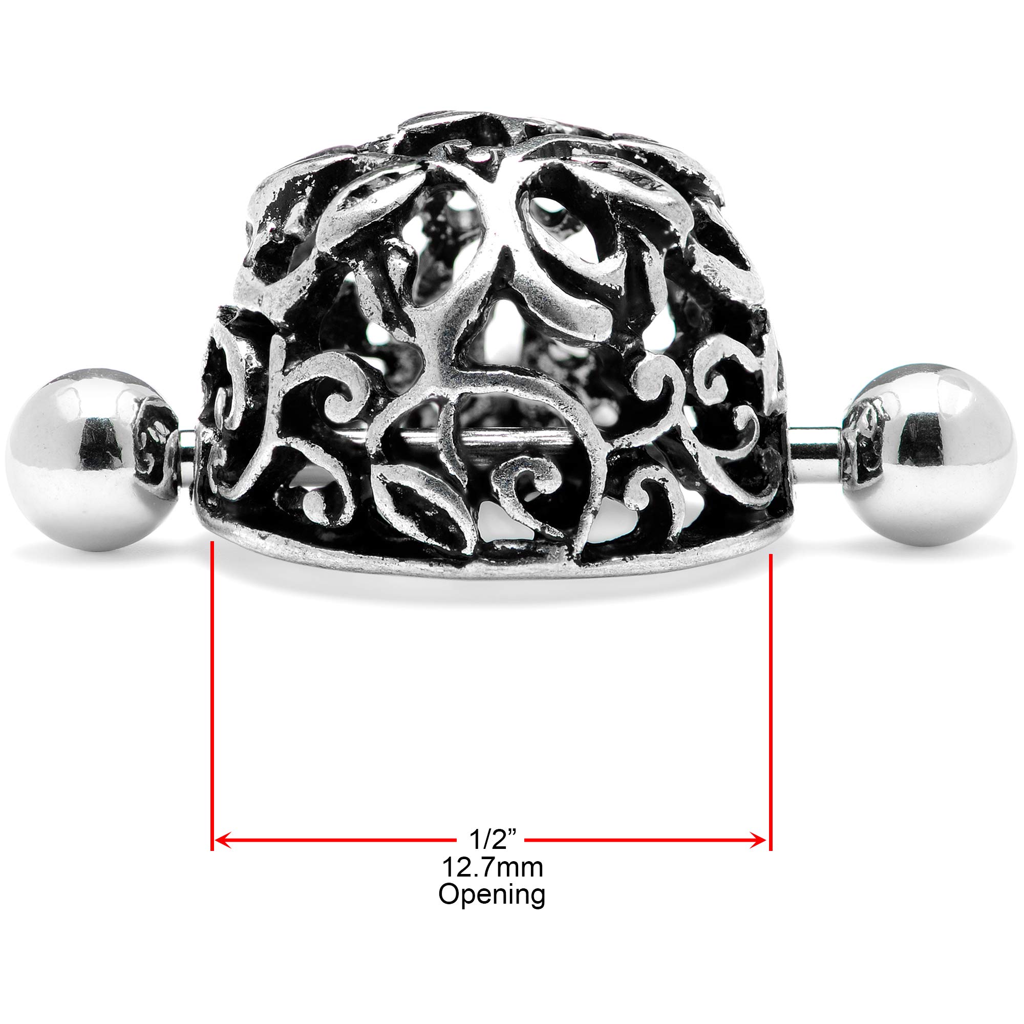 Body Candy Womens 14G Nipplerings Piercing 9/16" Steel Framework Twining Vines 2Pc Nipple Shield Set 14mm