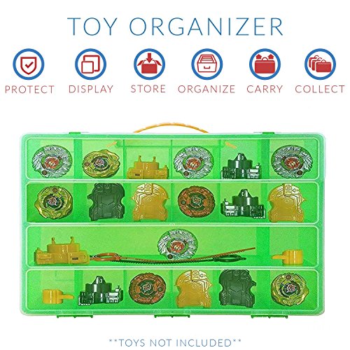 Life Made Better Beyblade Green Case, Battle Box For Kids, Compatible With Beyblades, 17 Compartment Playset Organizer (Green)
