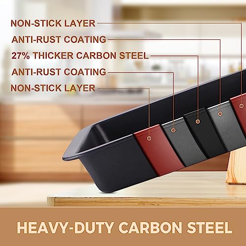 HONGBAKE Bakeware Sets, Baking Pans Set, Nonstick Oven Pan for Kitchen with Wider Grips, 10-Pieces Including Rack, Cookie Sheet, Cake Pans, Loaf Pan, Muffin Pan, Pizza Pan - Grey