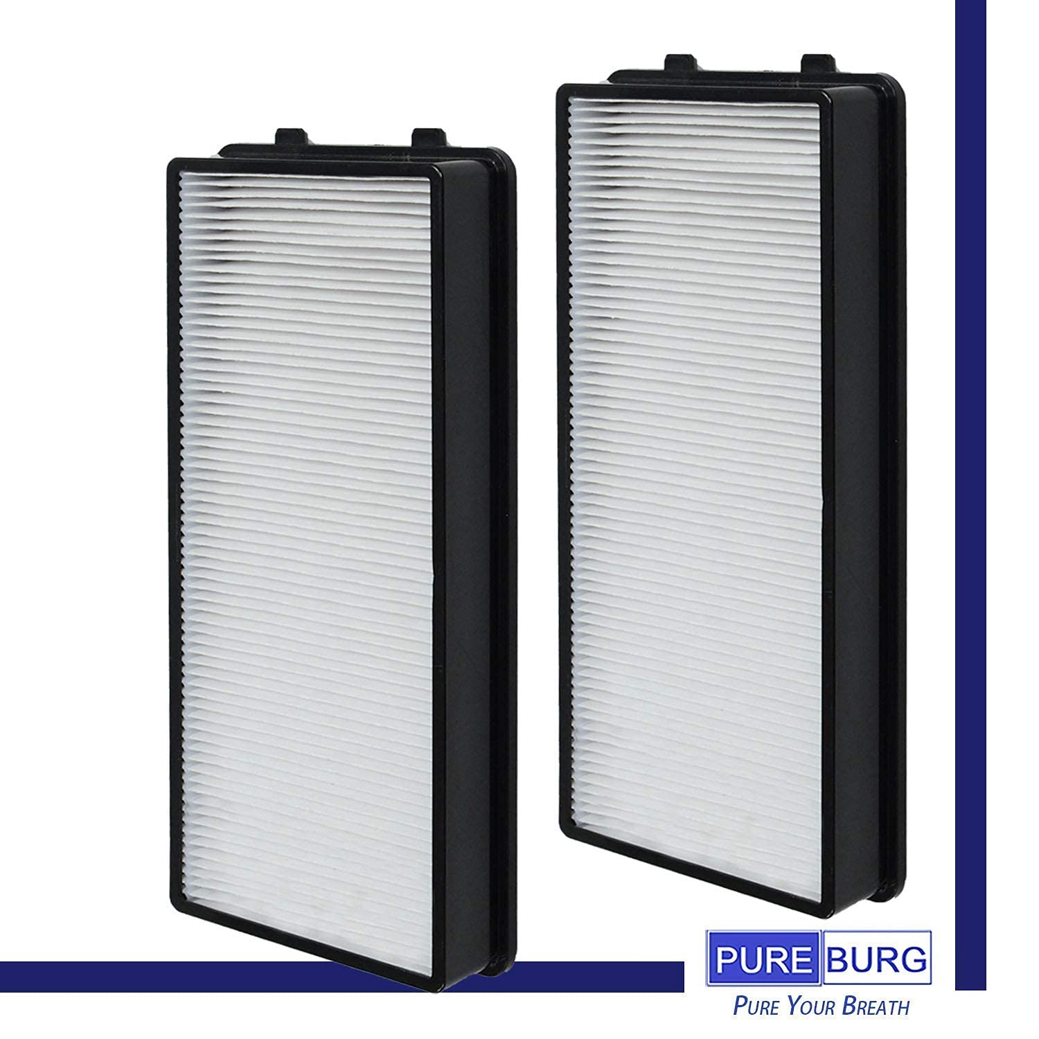 PUREBURG 2-Pack Replacement Filter Set - HEPA Filters + Activated Carbon Odor Filters Compatible with HoMedics TotalClean PetPlus AT-PET01 AT-PET02 Whisper-Quiet Oscillating Tower Air Purifiers