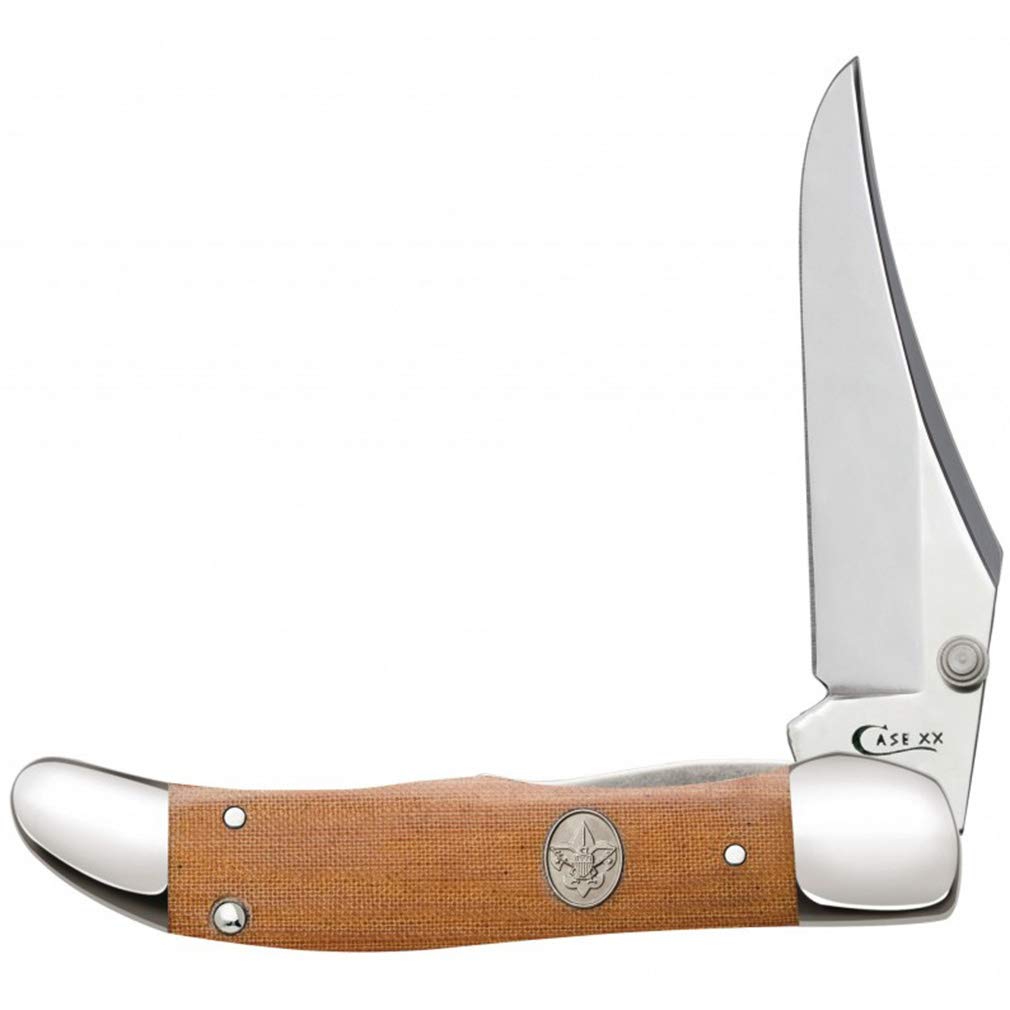 CASE XX WR Pocket Knife BSA Brown Canvas Laminate Kickstart A/O Mid-Folding Hunter Item #18053 - (101265Ac SS) - Length Closed: 4 Inches