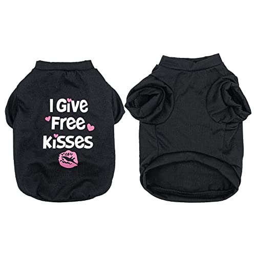 HonpraD Cute Pet Print T Skirt Dog Summer Comfortable Breathable T Shirt Dog Outfits for Outdoors (Black, M)