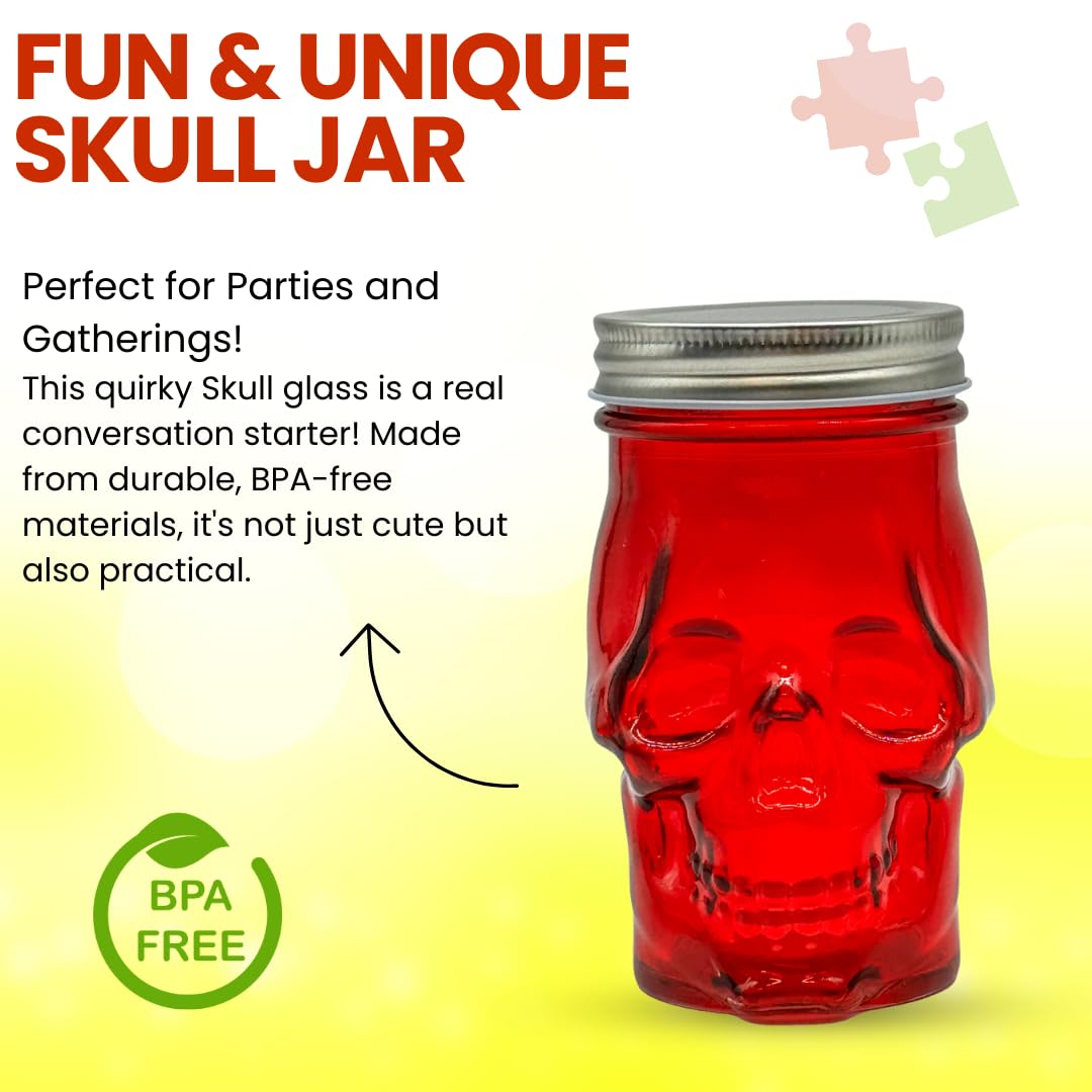 Generic 14 oz Colorful Skull Glass Mason Jar β Mix & Match 7 Vibrant Colors, Large & Durable! (Green)