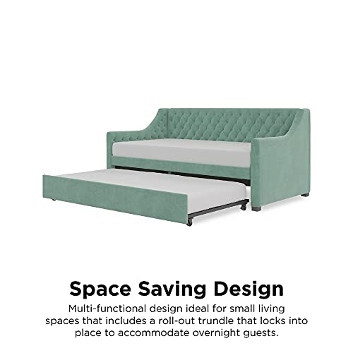 Little Seeds Ambrosia Diamond Tufted Upholstered Design Daybed and Trundle Set, Twin Size Frame, Teal