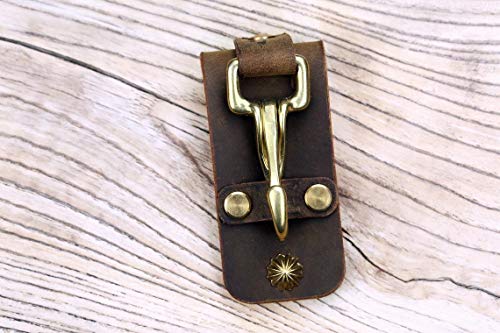 Heavy duty full grain leather belt key clip, retro distressed leather belt key holder - BA05KC