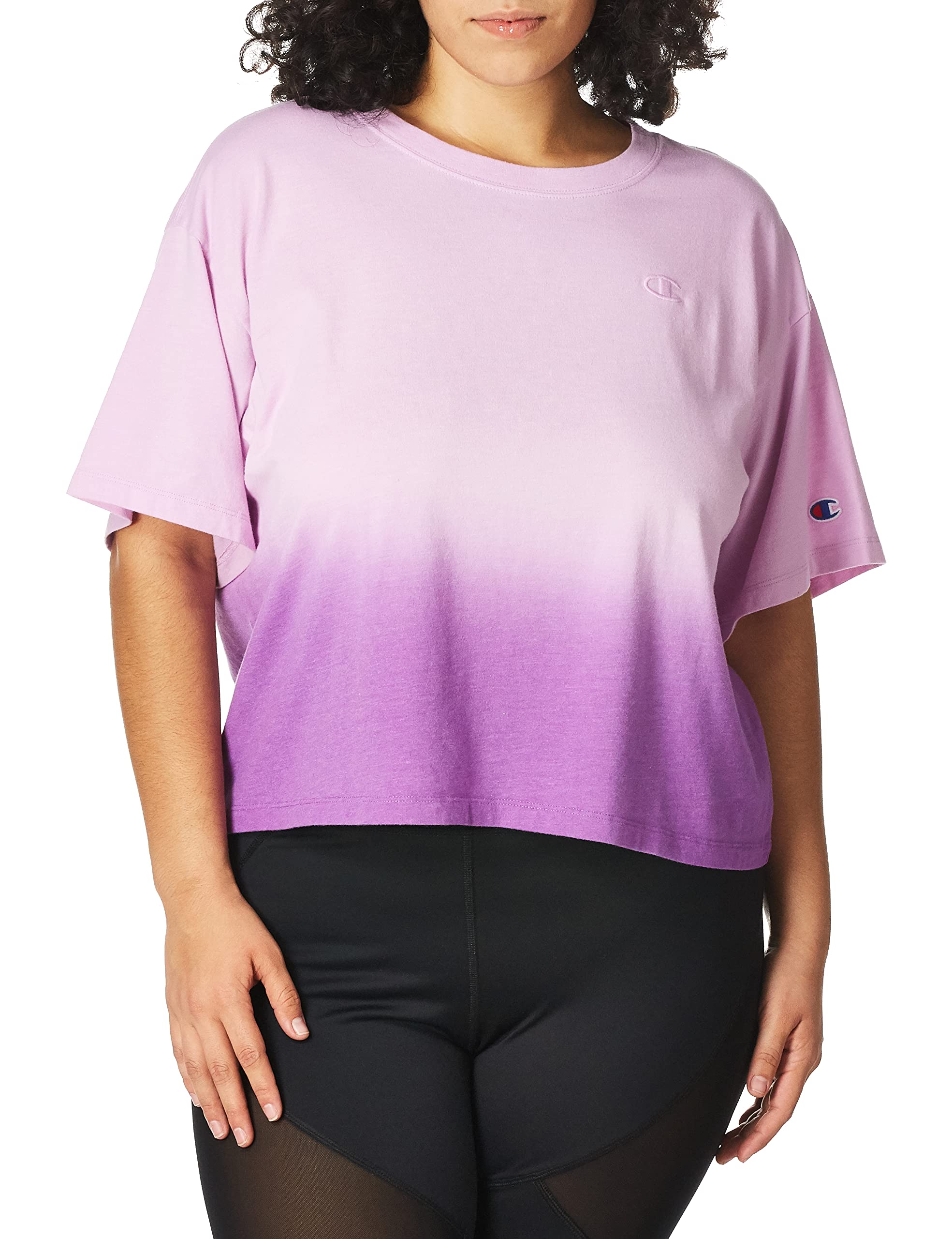 Champion Women's The Cropped Tee, Purple Ombre, X- Large