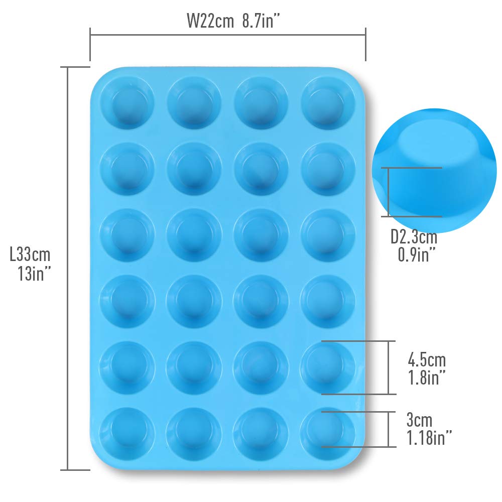 Cozihom 12 Cups Silicone Muffin Pan and 24 Cups Mini Size Silicone Muffin Pan