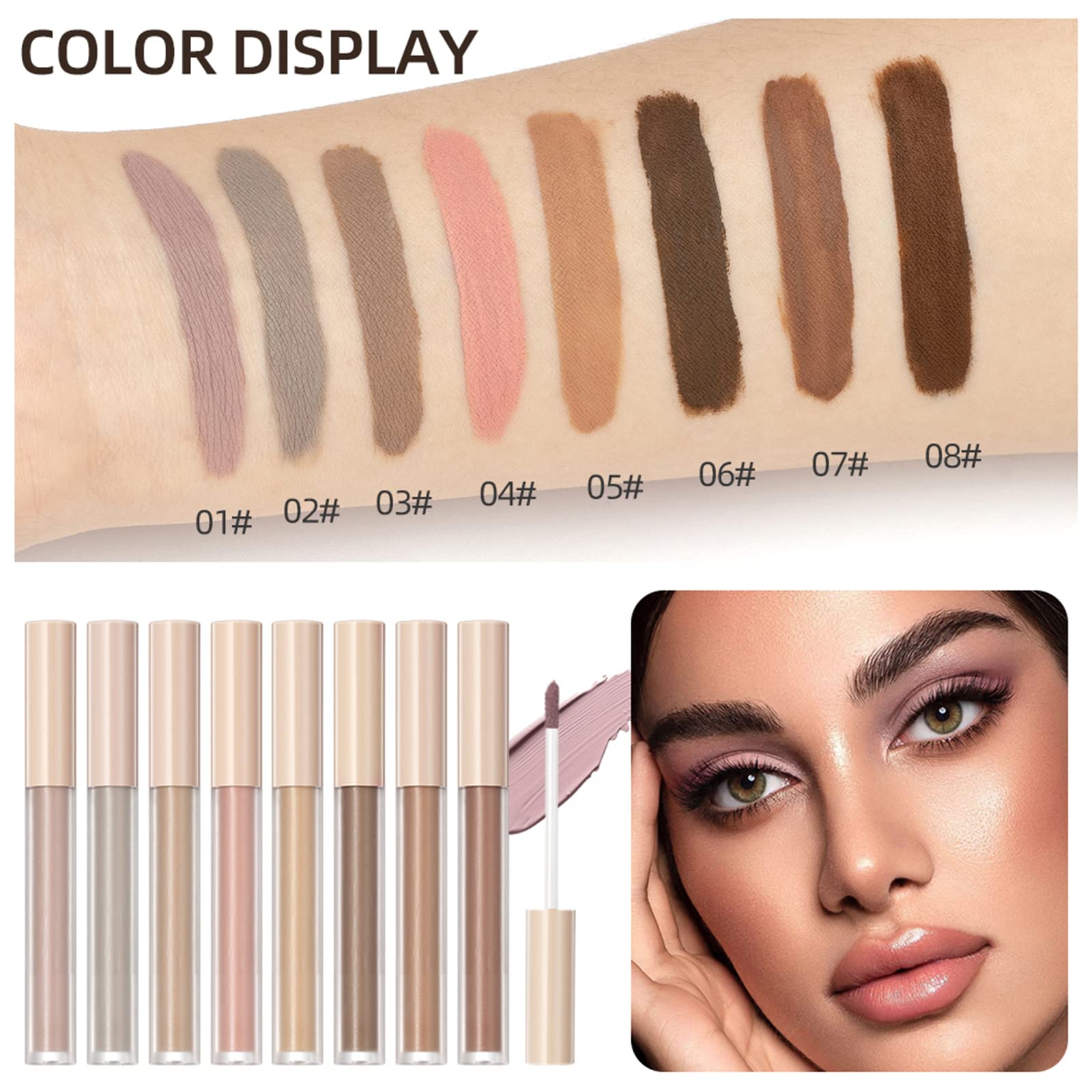 DAGEDA Matte Eyeshadow Set, 8 Colors Liquid Eye Shadow Smooth Cream Matte Eyeshadow Nude, Lightweight High Pigmented Velvet Eye Shadow, Neutral Naked Long Lasting Waterproof Creamy Eye Makeup