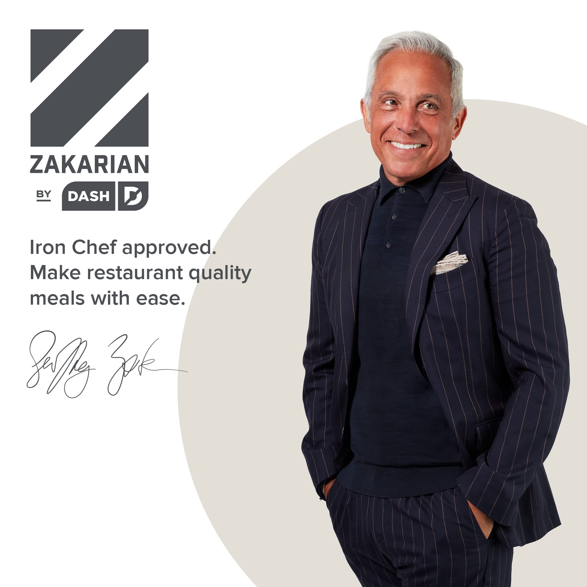 DASH Zakarian 7" Chef Knife, High Carbon German Stainless Steel Kitchen Knife with Sheath, Black