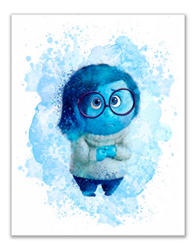 Inside Out Watercolor Wall Art Prints - Set of 6 (8 inches by 10 inches) Photos - Joy Sadness Fear Anger Disgust Bing Bong