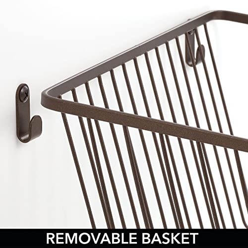 mDesign Metal Wire Wall Mounted Storage Organizer Basket Bin for Kitchen, Bedroom, Bathroom - Mountable Hanging Organization in Pantry, Closet, and Cabinet - Unity Collection - 2 Pack - Bronze