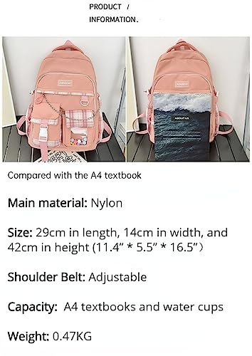 kiobrvhe Kawaii Backpack with Cute Accessories Laptop Backpack Lightweight Waterproof Casual Rucksack for Hiking Travel Sports (D Black)