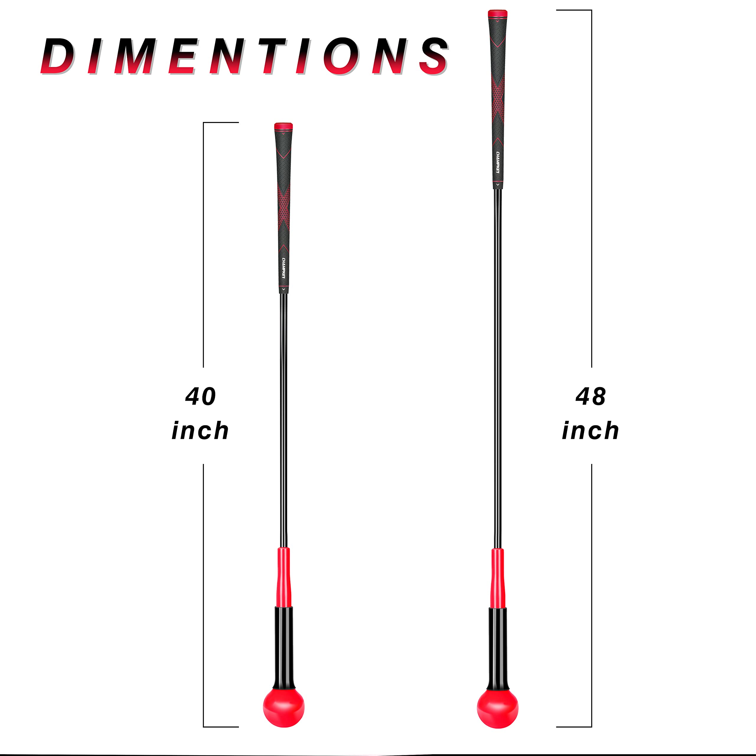 CHAMPKEY Golf Swing Trainer - Tempo & Flexibility Training Aids Warm-Up Stick Ideal for Golf Indoor & Outdoor Practice (Red, 40 Inches)