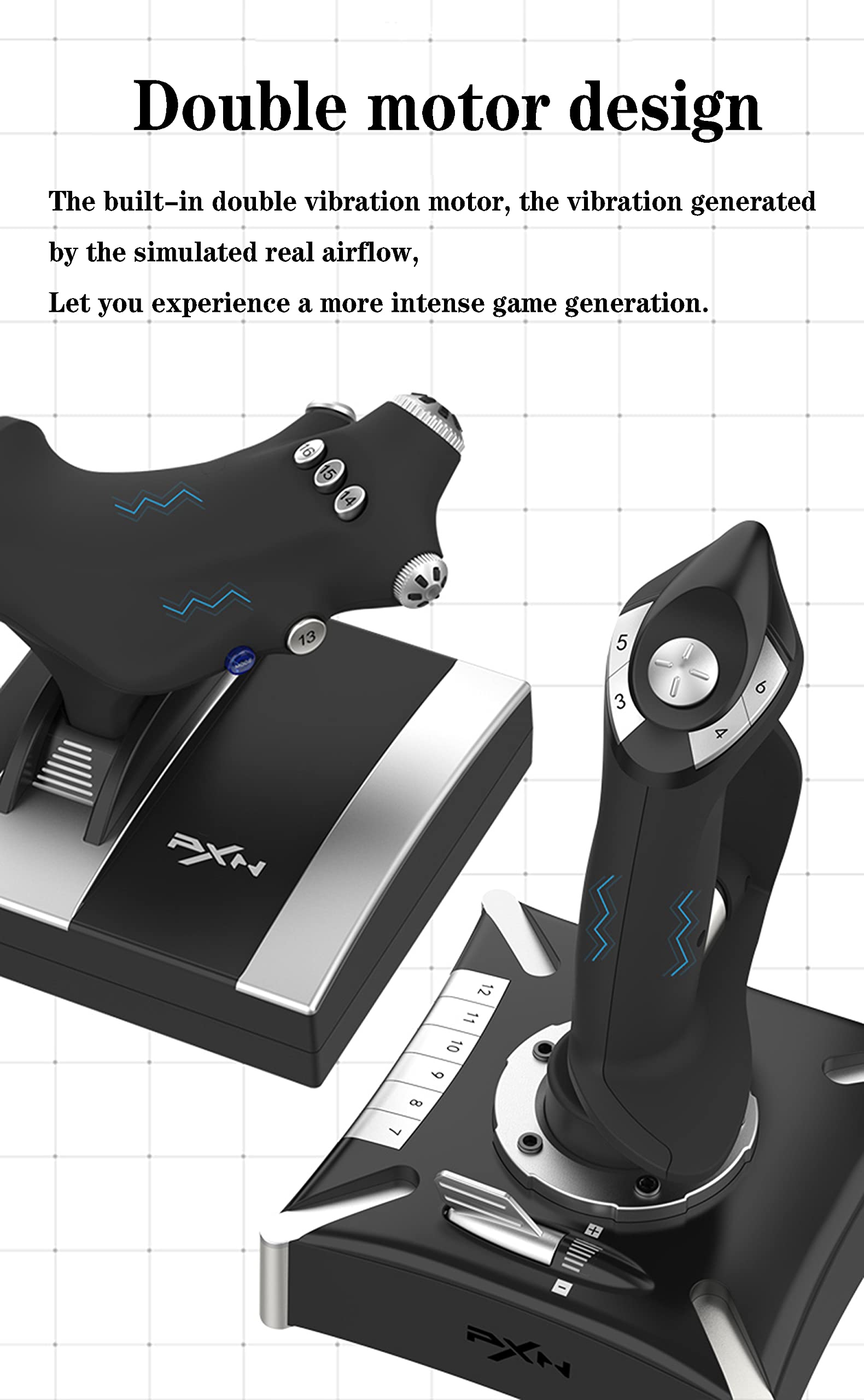 PXN-2119Pro Flight simulator controls Flight Stick with Vibration for PS4/xbox one/xbox Series X/S PC Windows 7/8/10/11(Not Support Mac Systems PS3/ PS5/xp/vista)Original handle guide