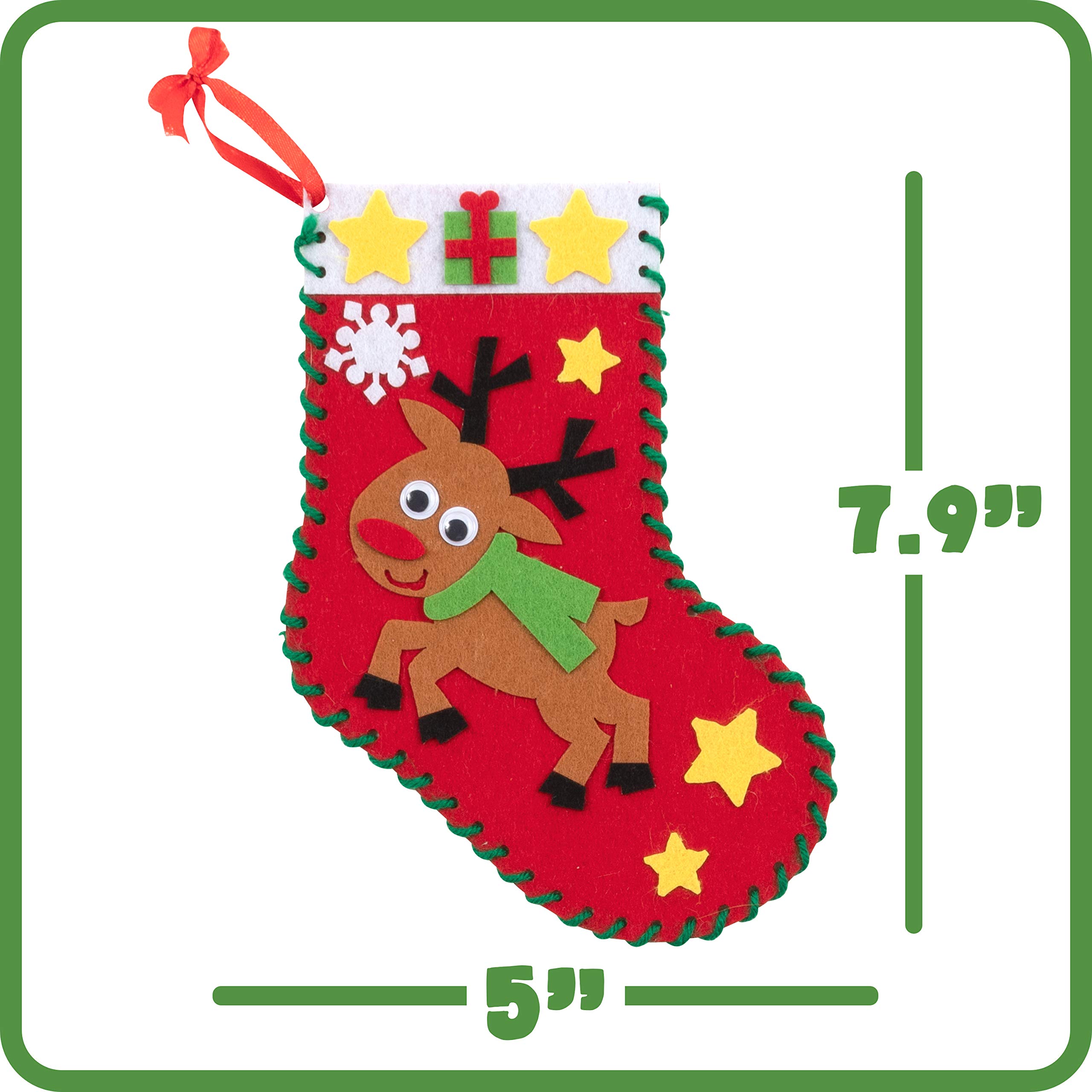 READY 2 LEARN Christmas Crafts - Create Your Own Christmas Stockings - Set of 4 - Christmas Decorations for Home - All Materials Included