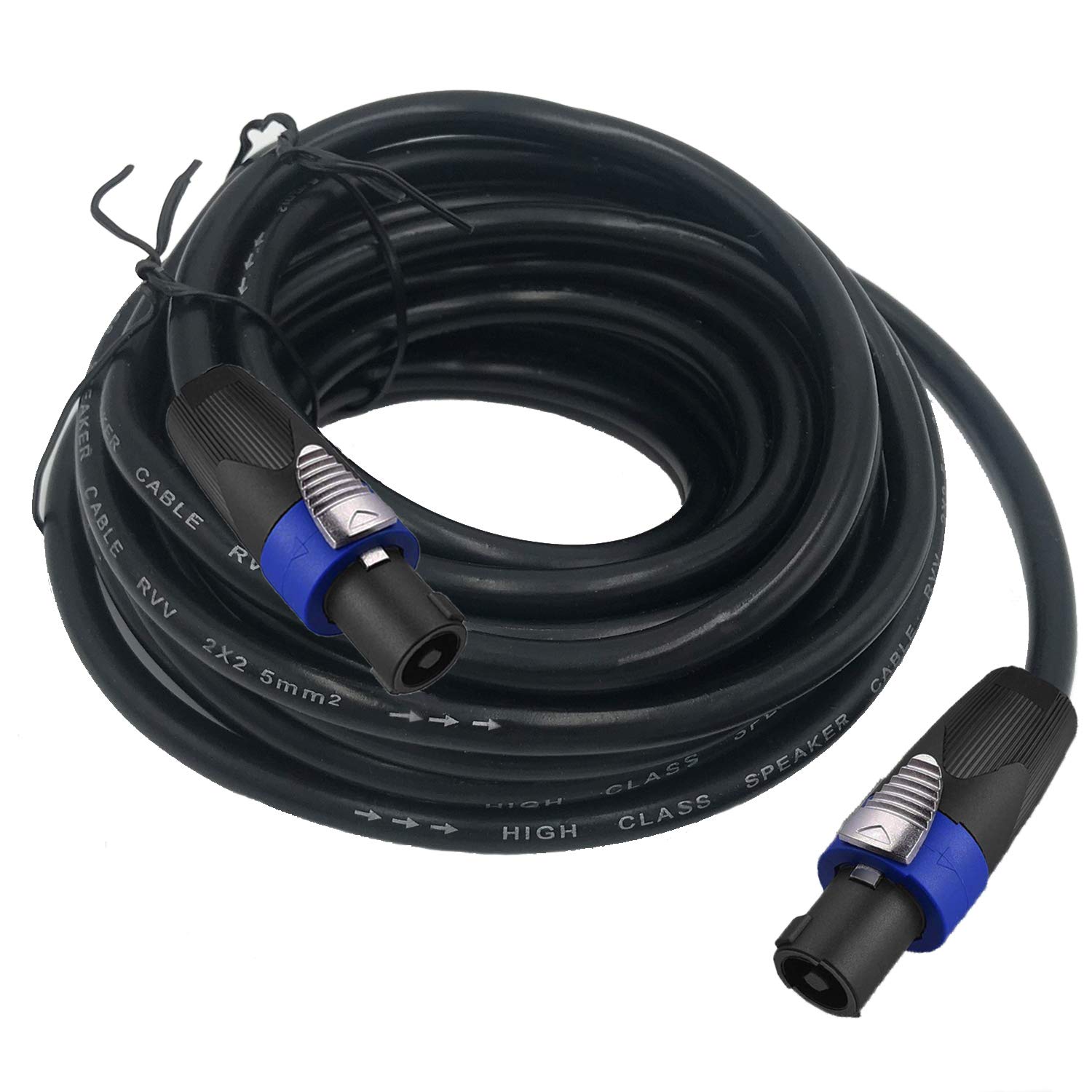 ROCMUZZK 2 Pack 30ft Pro Speakon to Speakon Cable, Pair 12AWG Patch Cords, Professional Speakon Audio Cable Cord with NL4FC Connector