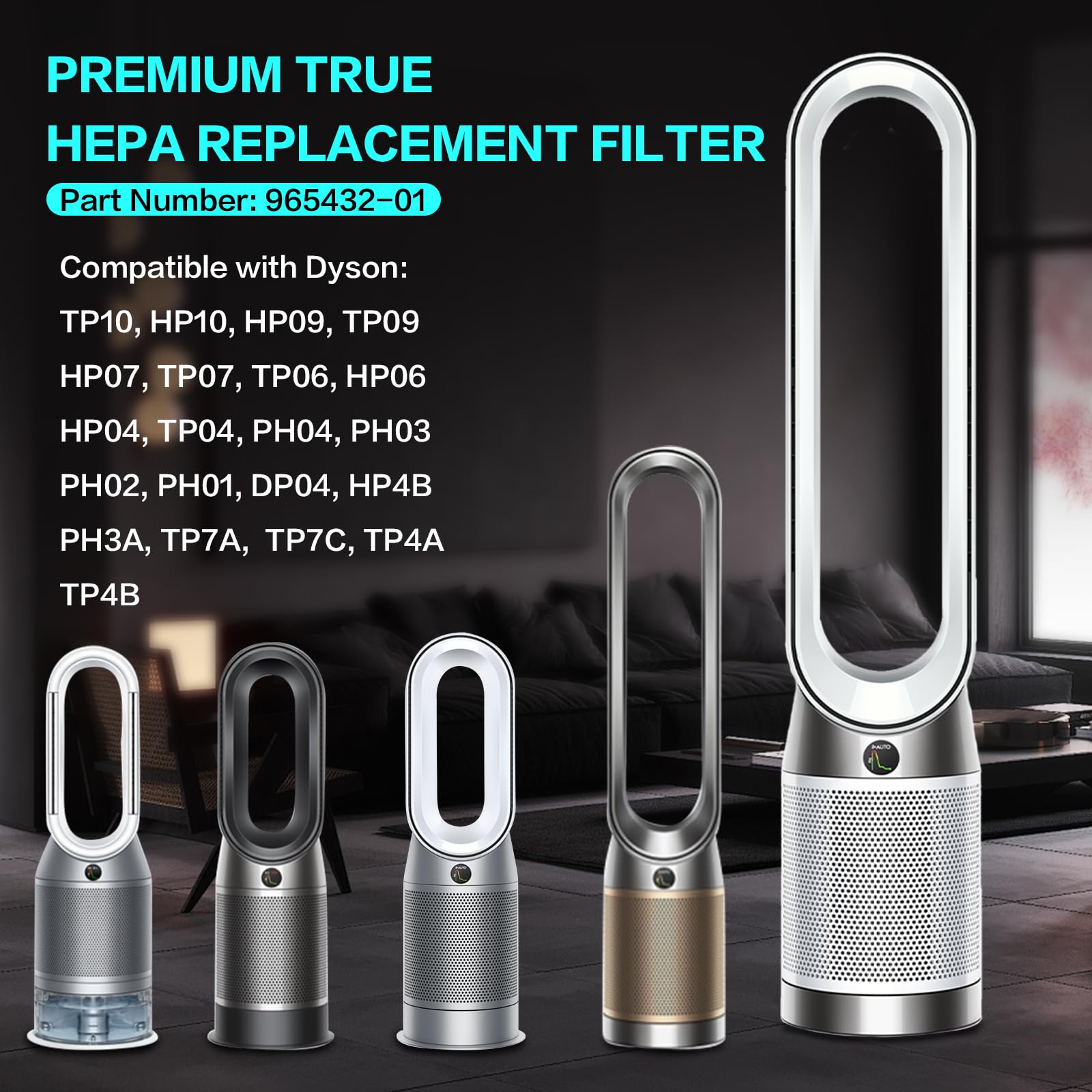 VIEWALL 360° Glass True H13 HEPA + Carbon TP01 Replacement Filter Compatible with Dyson TP01, TP02, TP03, AM11, BP01 2-in-1 Air Purifier Filter