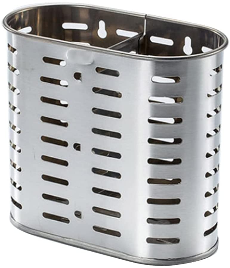 chopstick Utensil Caddy Utensil Holder， Mesh Stand Kitchen 2 Compartment Flatware Drainer， Spoon Storage Cutlery Forks Chopsticks Drying Rack Pen Holder holder