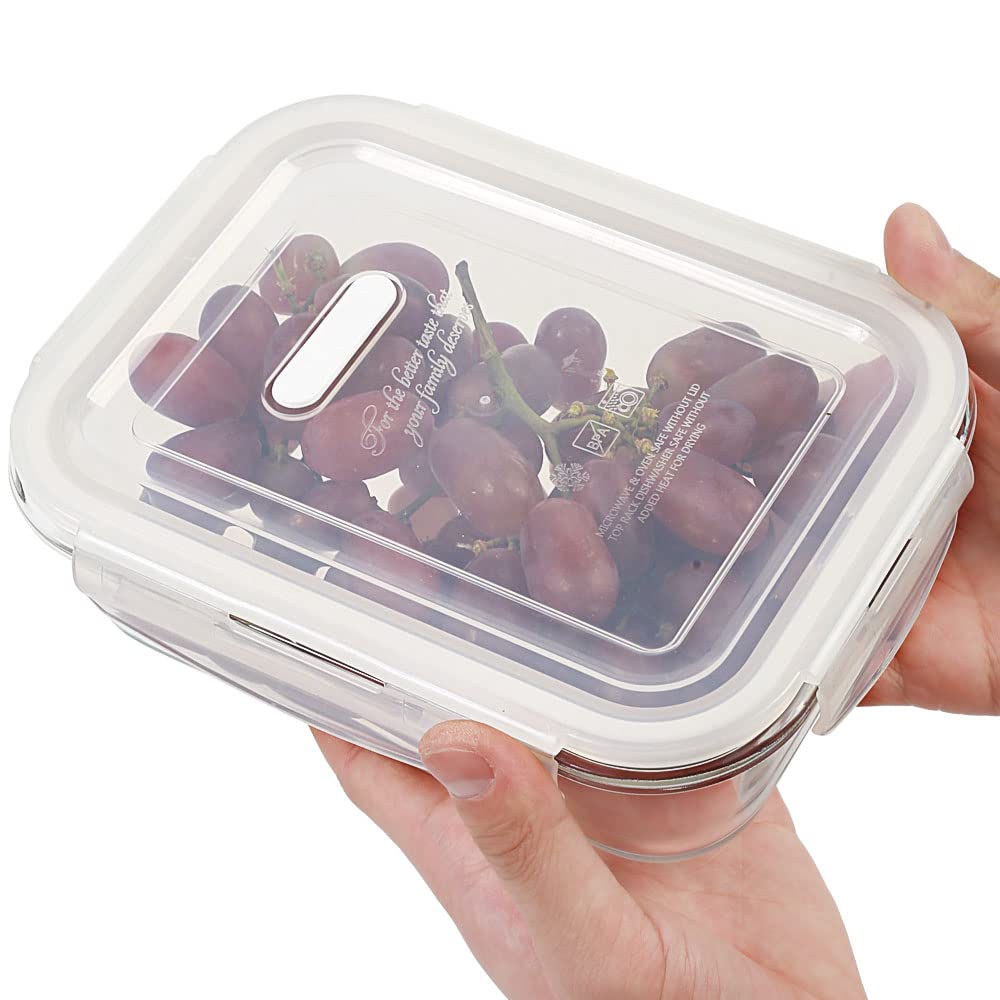 DAS TRUST 5 Pack 36oz Glass Food Storage Containers Meal Prep Containers Reusable Fridge Organizers Lunch Container for Adults Food Storage Containers with Lids Airtight Pizza Storage Salad Container