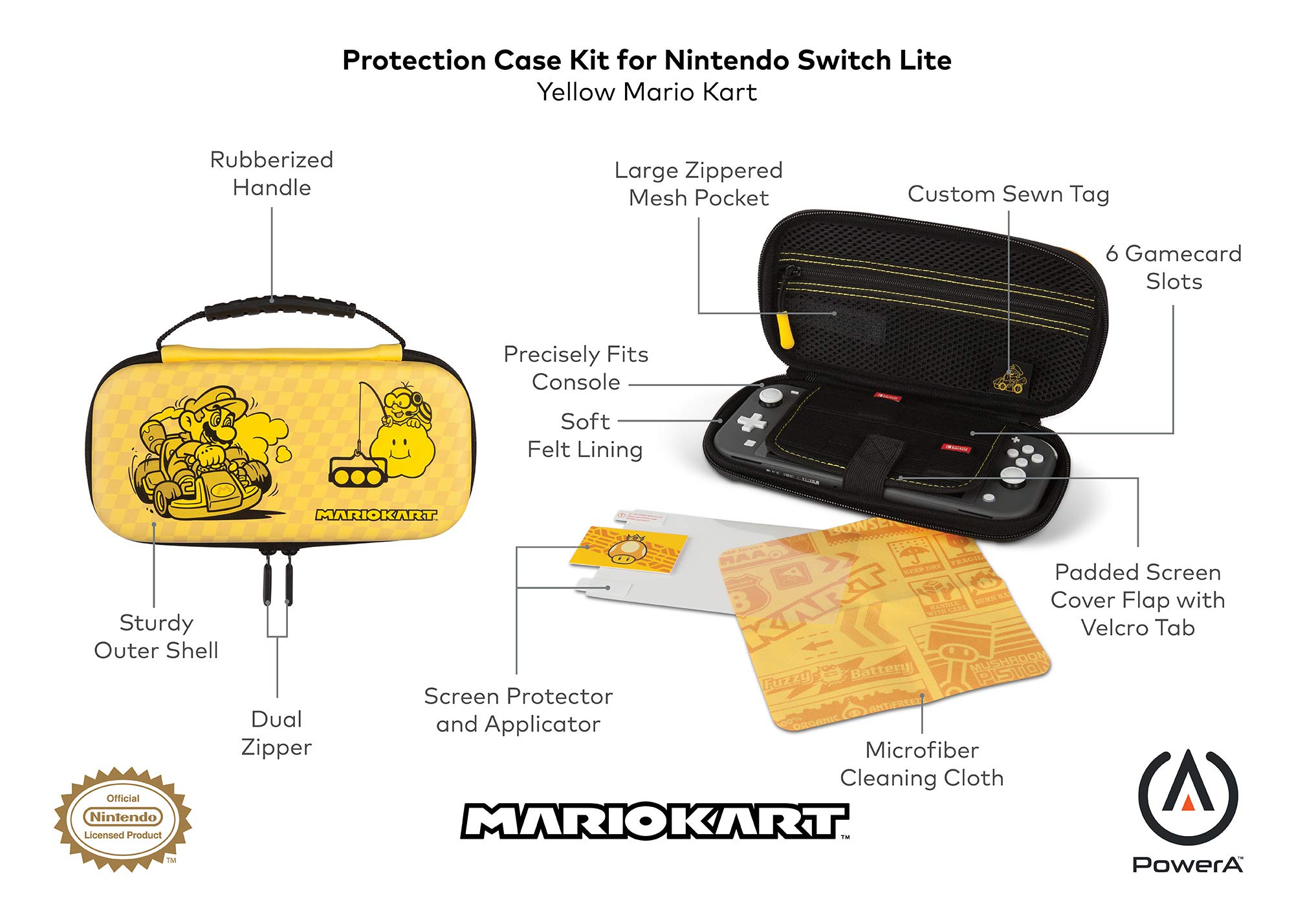 PowerA Protection Kit for Nintendo Switch Lite - Yellow Mario Kart