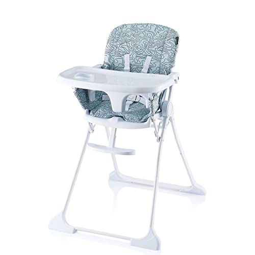 Pamo Babe Baby High Chair Foldable Highchair with Adjustable Seat, Foot-Support and Tray, Removable Open Tray Wipeable Seat Pad (Green)