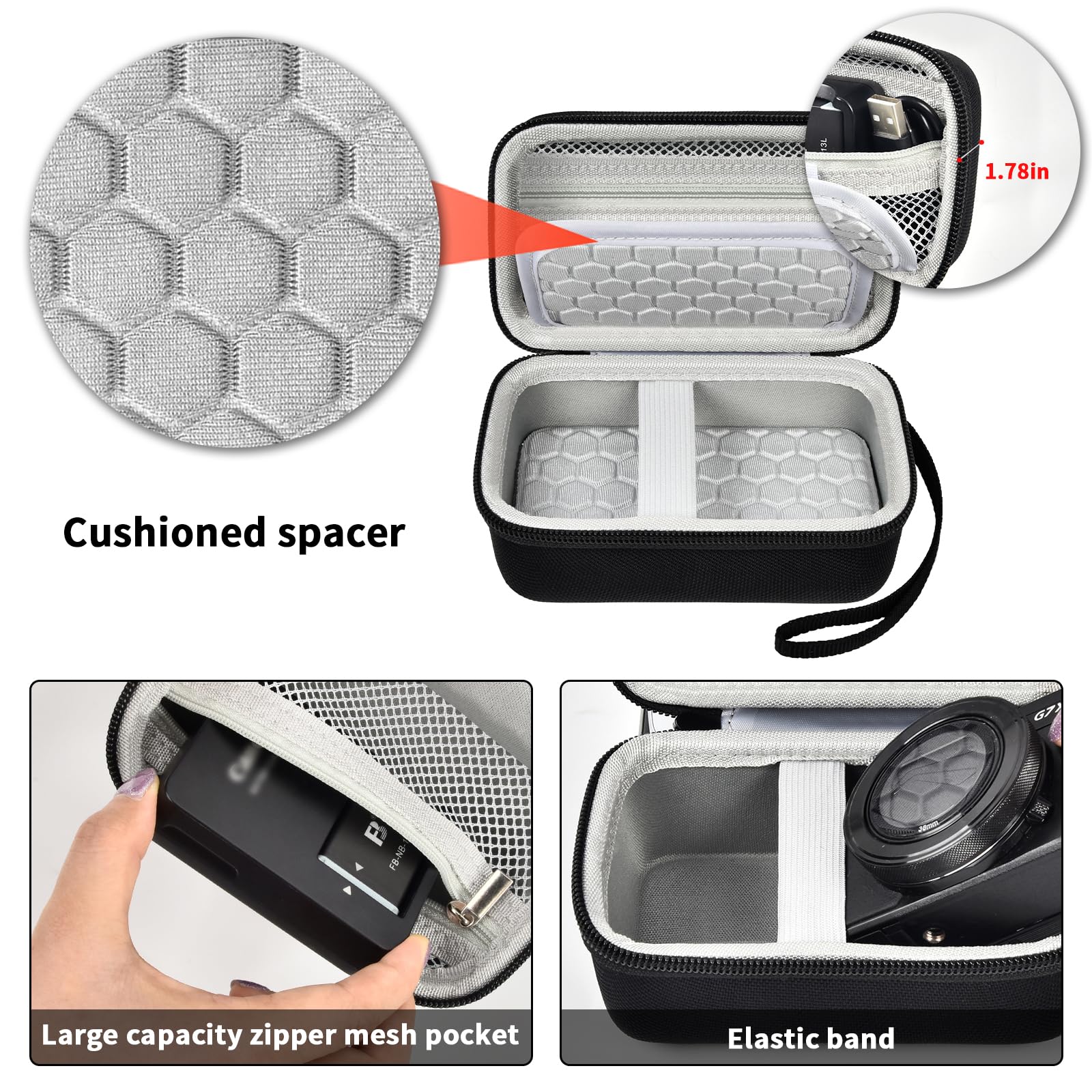 Comecase Digital Camera Carrying Case Compatible with CAMKORY/for VAHOIALD/for Canon PowerShot G7X/ for Kodak Pixpro/for Sony DSCW800 Compact Small Camera Storage Bag for Boys Girls Kids - Black