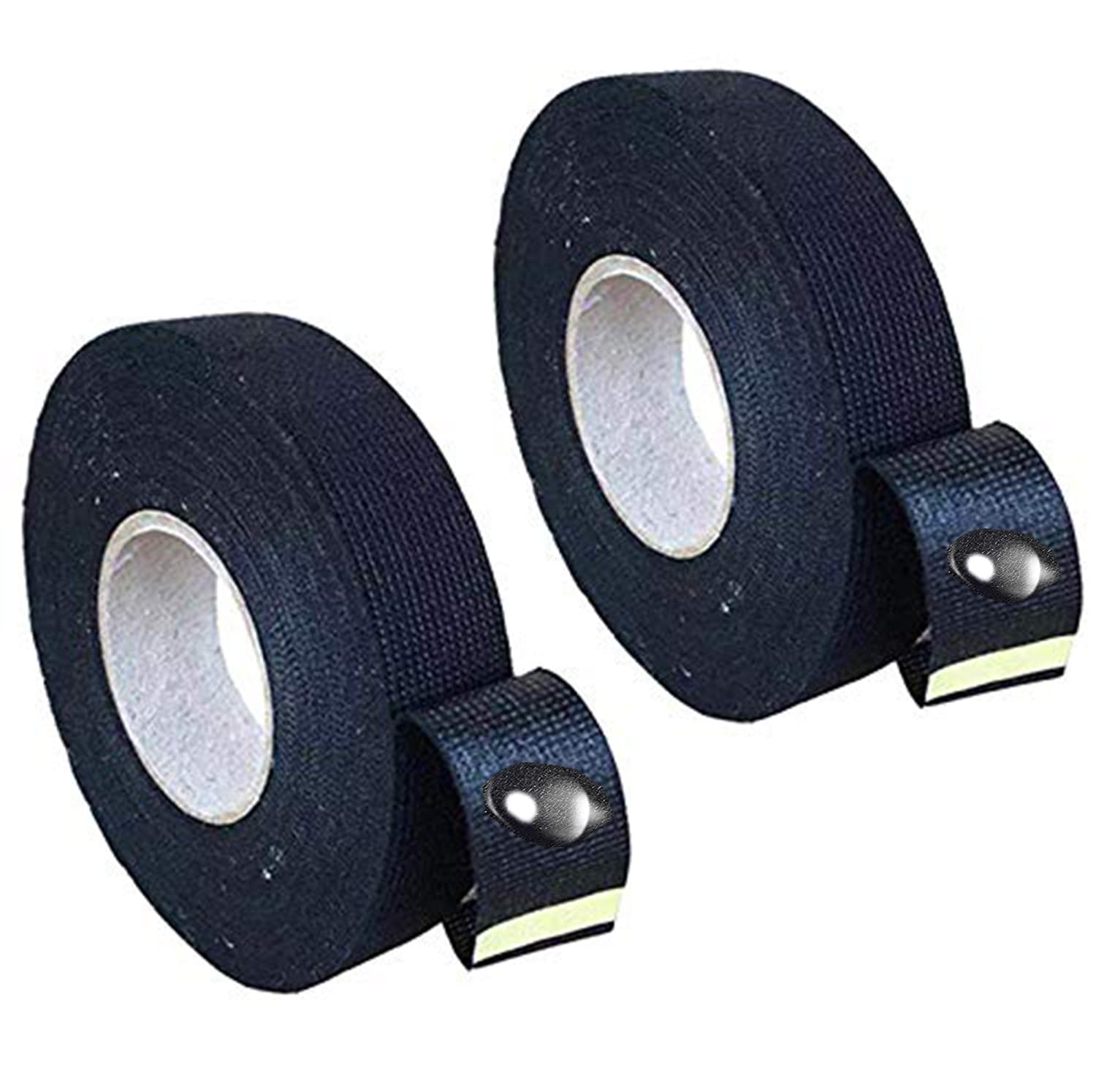 Seigun,Wire Harness Automotive Cloth Tape, Black Wire Loom Harness Tape,High Temp Wire Harness Wrapping Tape,Noise Damping Heat Proof,Felt Tape (19MM × 15M)(2pack)
