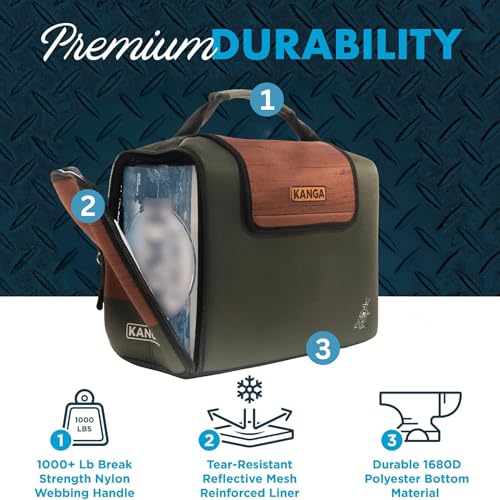 Kanga Insulated Cooler Bag - Soft Cooler Bag - 12 Pack Beer and Seltzer Drink Cooler - Insulated and Durability Tested - Kanga Kase Mate Cooler - Woody