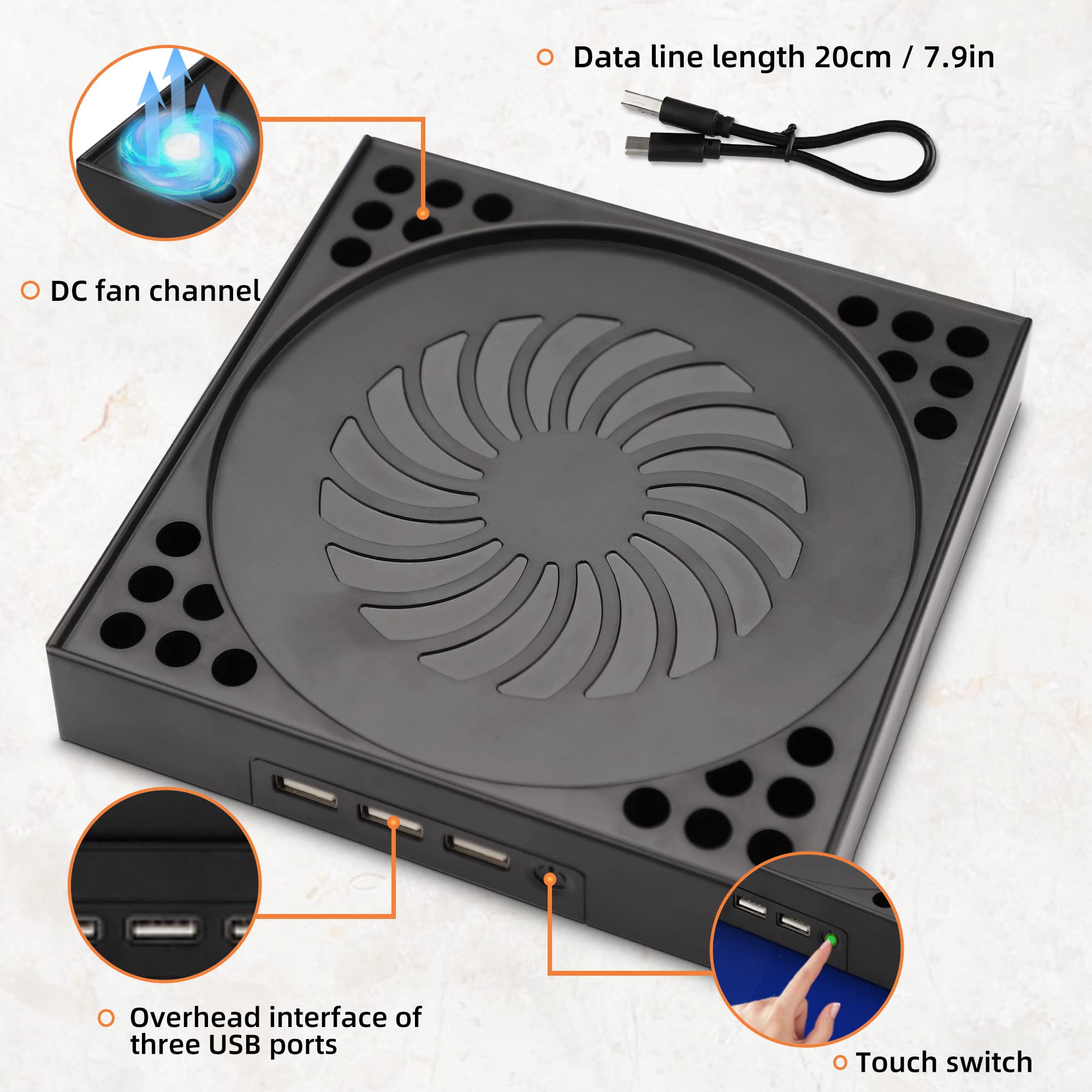 Cooling Fan Stand for Xbox Series X, Dual Purpose Cooler System Dock Station with 3 USB Port and LED Light Indicator 3 Level Adjustable Speed