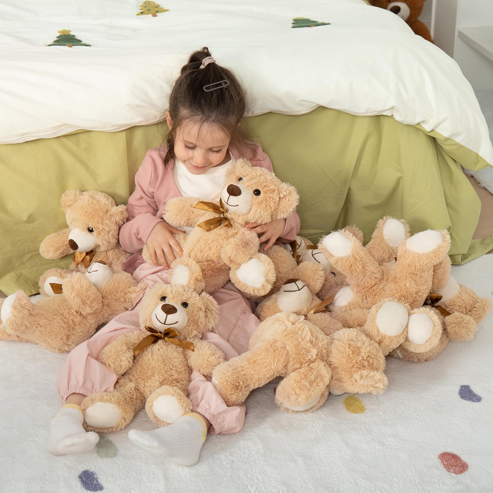 MaoGoLan 3 Pieces Bulk Teddy Bears Stuffed Animals Baby Shower, Soft Small Stuffed Teddy Bears in Bulk, 13.5" Cuddly Mini Teddy Bears Centerpiece,Wedding,Party,Engagement