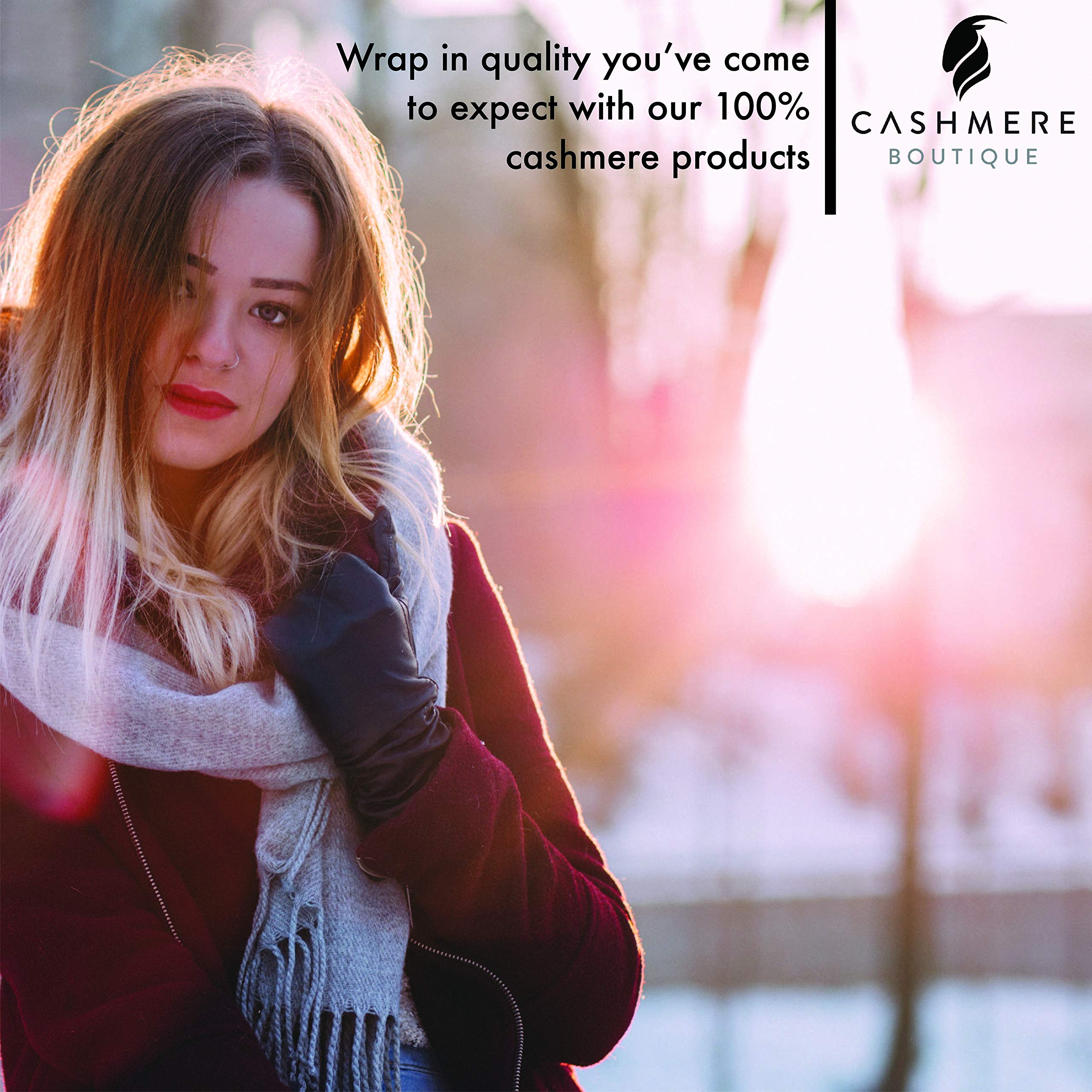 Cashmere Boutique 70% Cashmere and 30% Silk Pashmina Shawls for Women - Luxury Lightweight, Soft and Warm - 36" x 80"